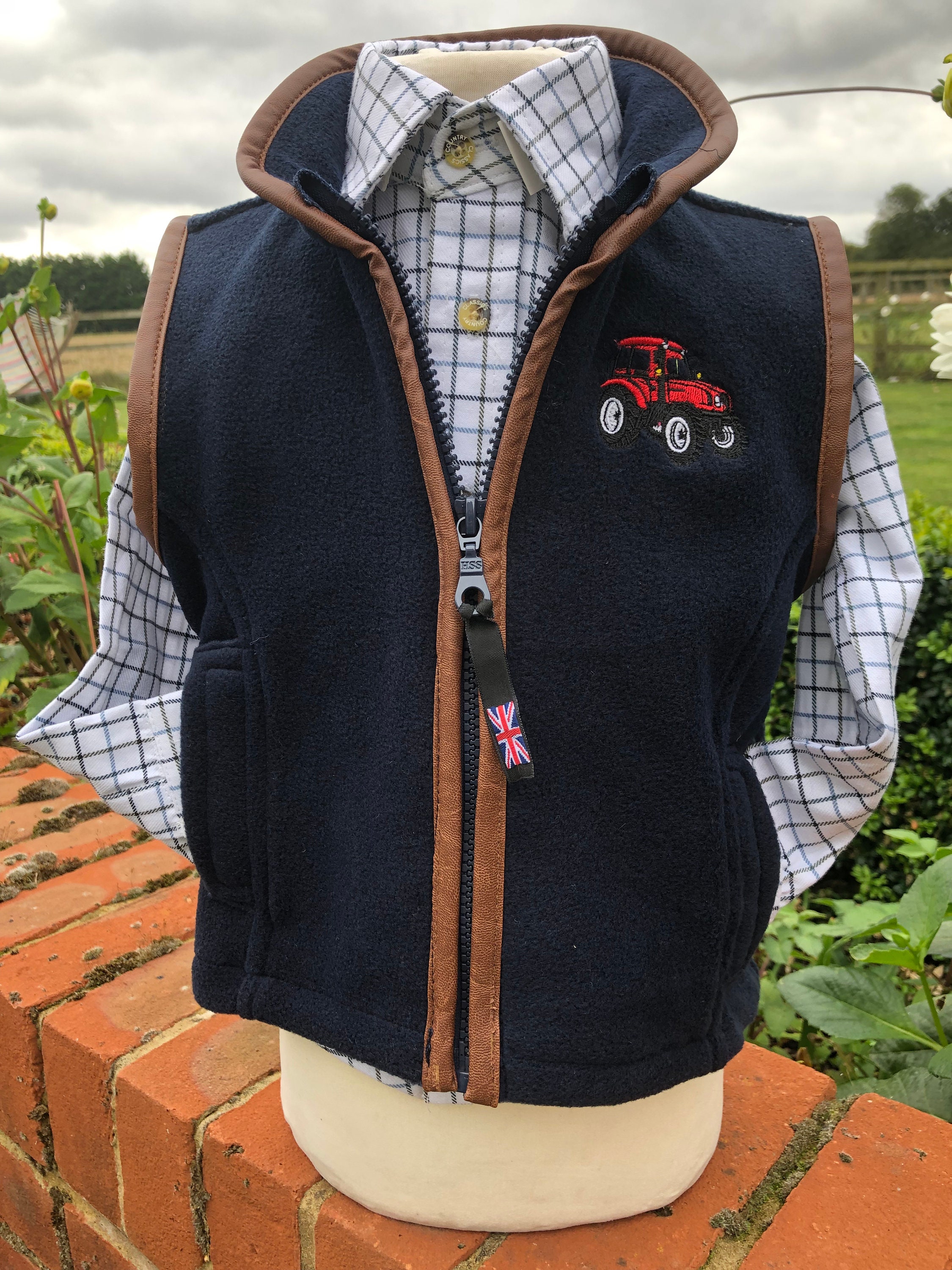 Children's Gilet With Embroidered Red Green or Blue Tractor Gilet ...