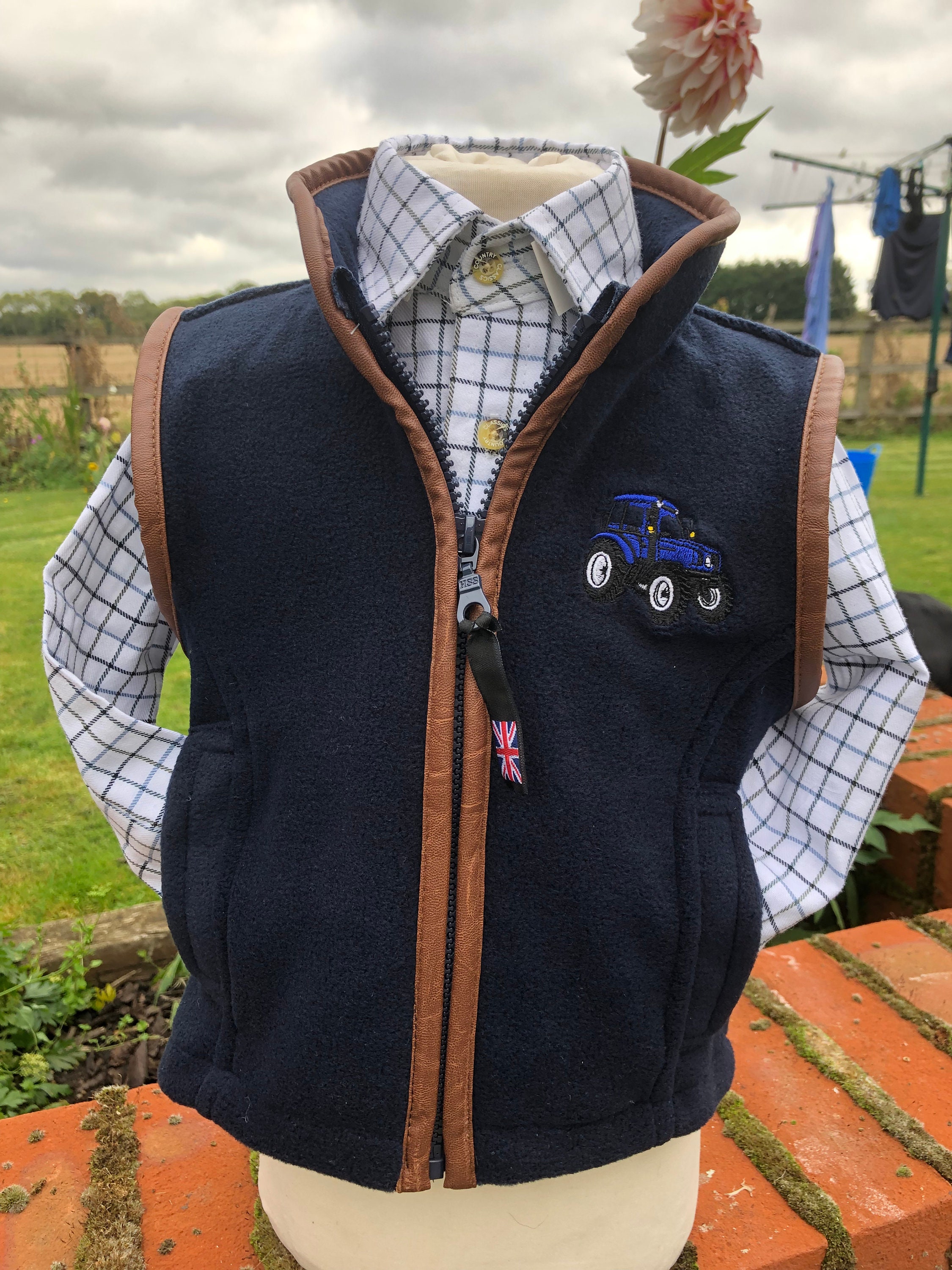 Children's Gilet With Embroidered Red Green or Blue Tractor Gilet ...