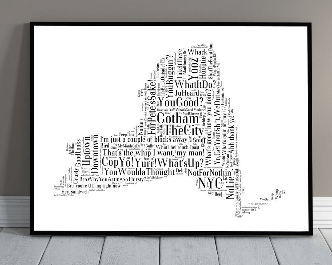 New York Slang Map Art Print: Word Cloud Typography Home Decor - Etsy