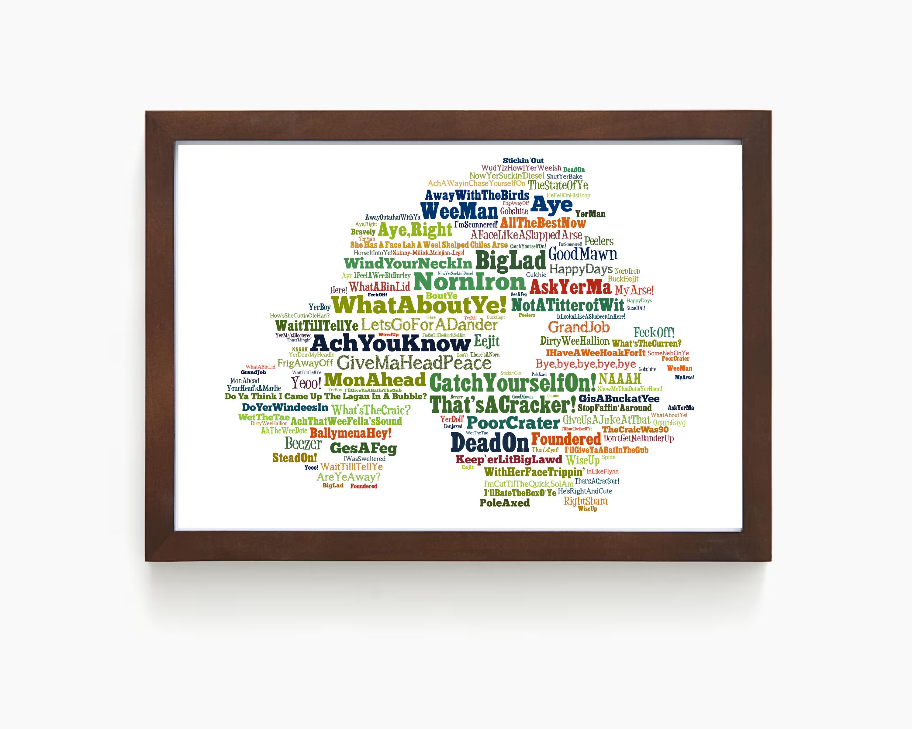 Northern Ireland Slang Map Art Print: Funny Irish Phrases - Etsy