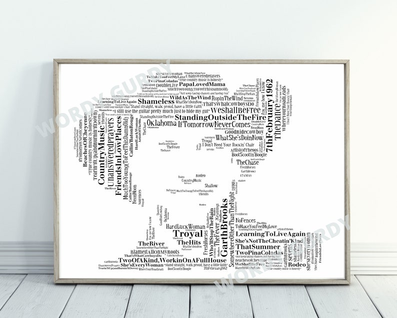 Garth Brooks Word Art Print: Country Music Typography Gift - Etsy