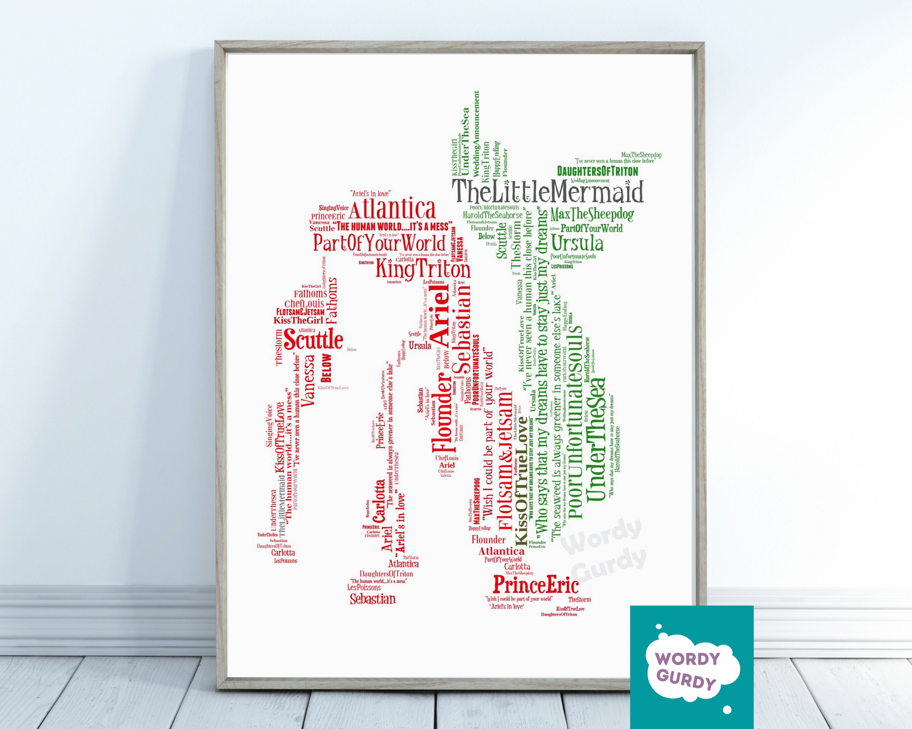 Mermaid Word Art Print Typography Spotify Option FREE GIFT - Etsy