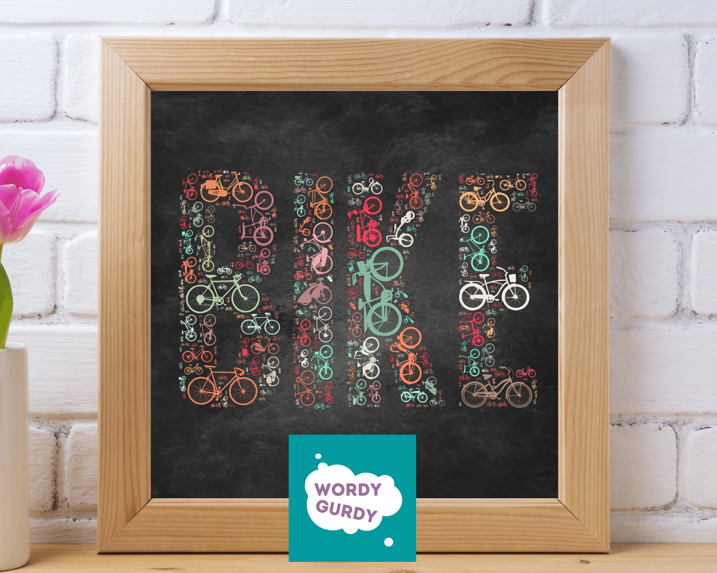 Bike Word Art Typography Cycling Art 2 Versions Motivation - Etsy