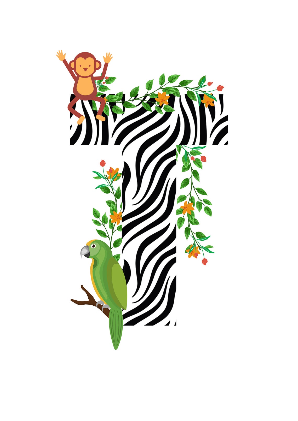 Jungle Letter Personalised Poster Print Customised Typography - Etsy UK