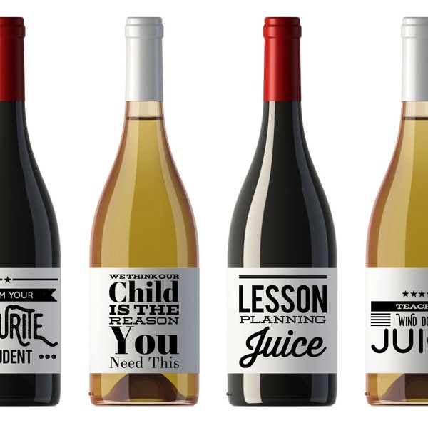 Teacher Wine Label - Etsy