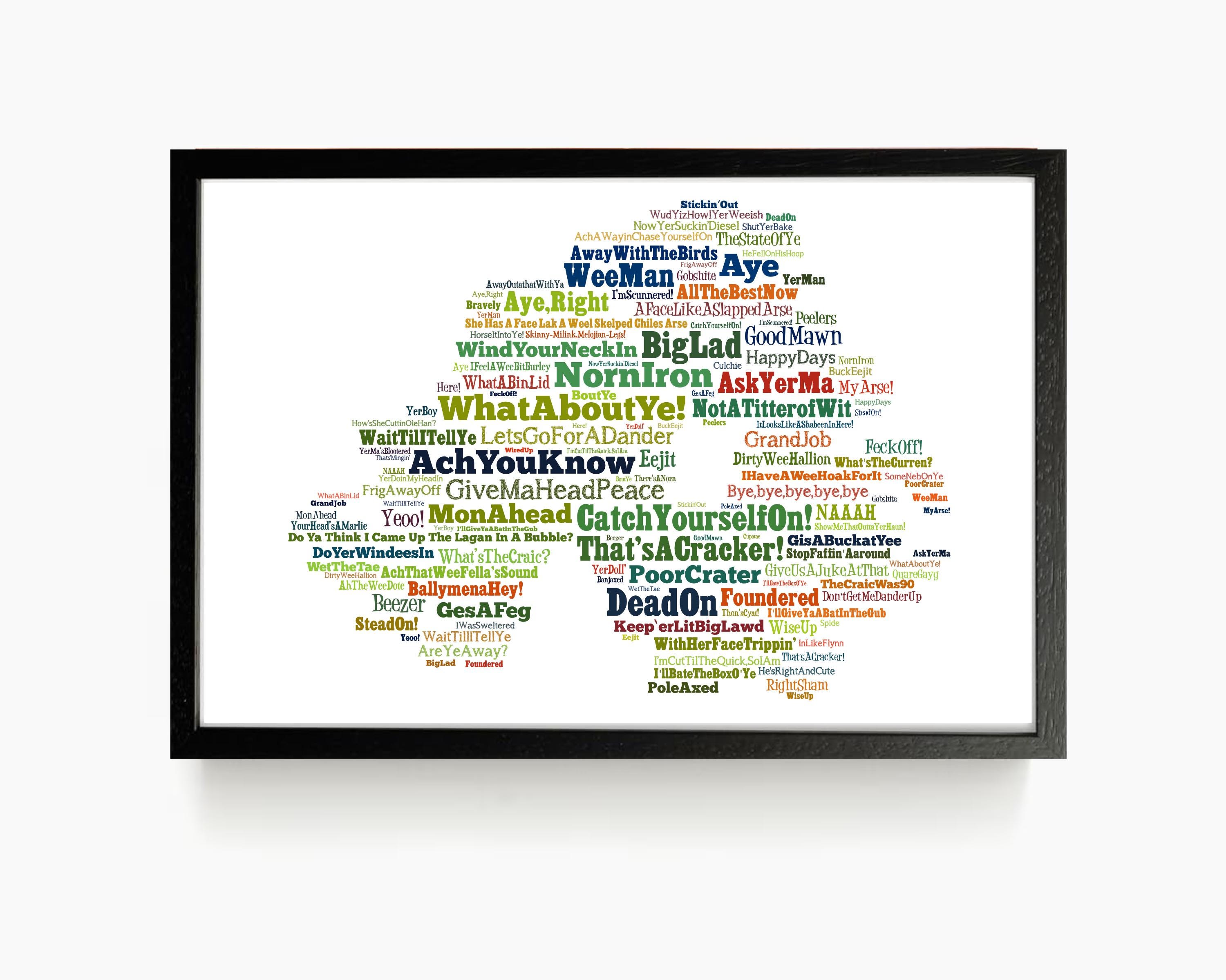 Northern Ireland Slang Map Art Print: Funny Irish Phrases - Etsy UK