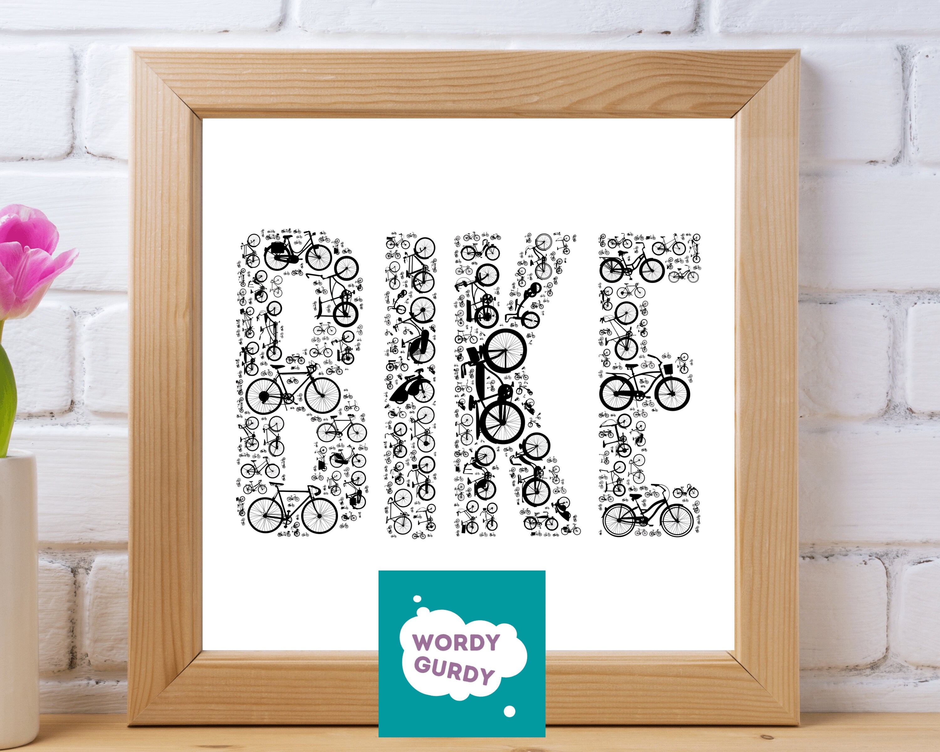 Bike Word Art Typography Cycling Art 2 Versions Motivation - Etsy