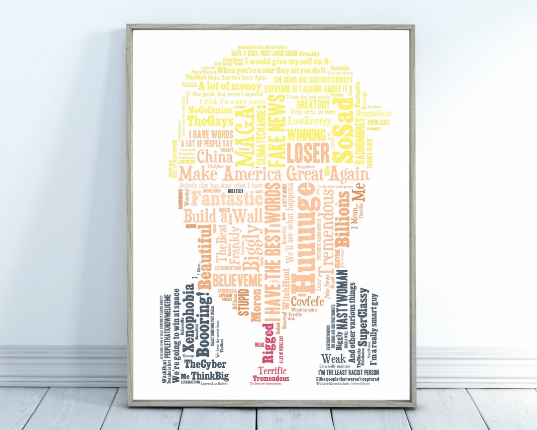 Donald Trump Word Art Print 2 Versions FREE GIFT! Funny Poster Print ...
