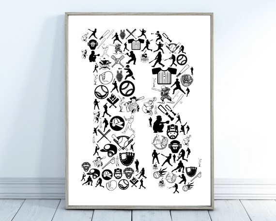 Baseball Letter Personalised Poster Print Customised | Etsy