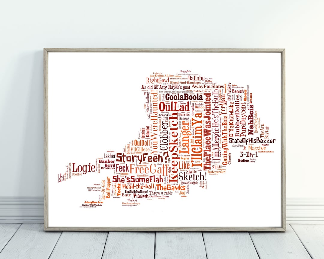 Cork Ireland Slang Map Art Print: Funny Irish Phrases - Etsy