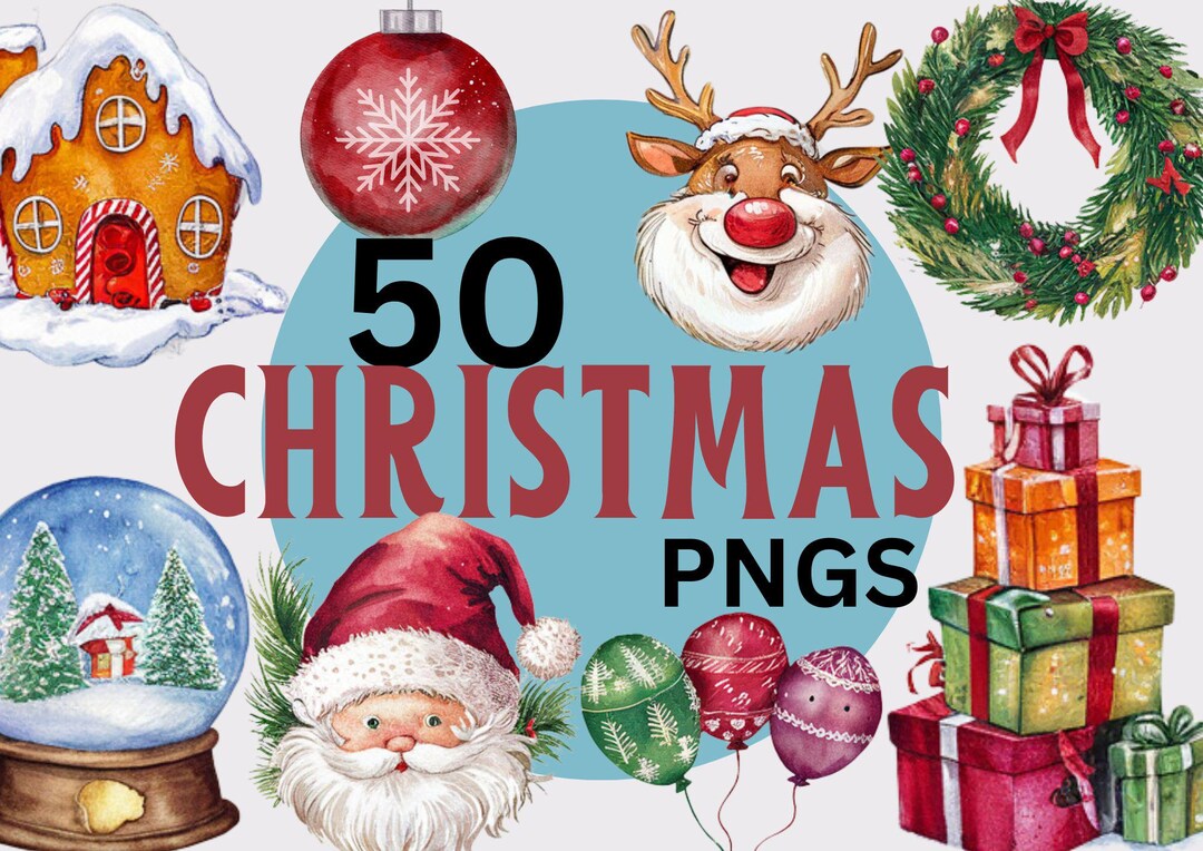 50 PNG Christmas, Holiday Clip Art Icons Downloads, Print at Home ...