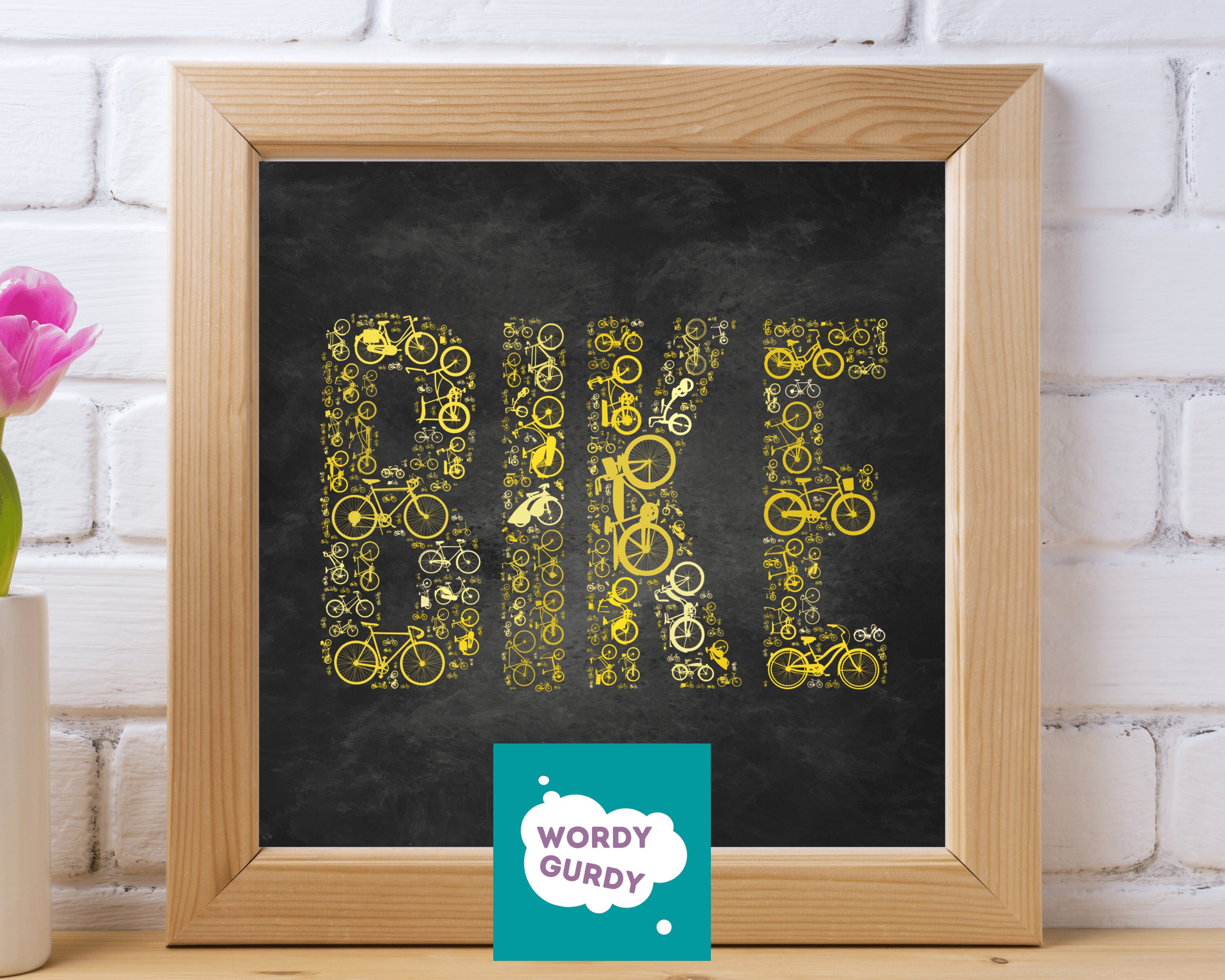 Bike Word Art Typography Cycling Art 2 Versions Motivation - Etsy