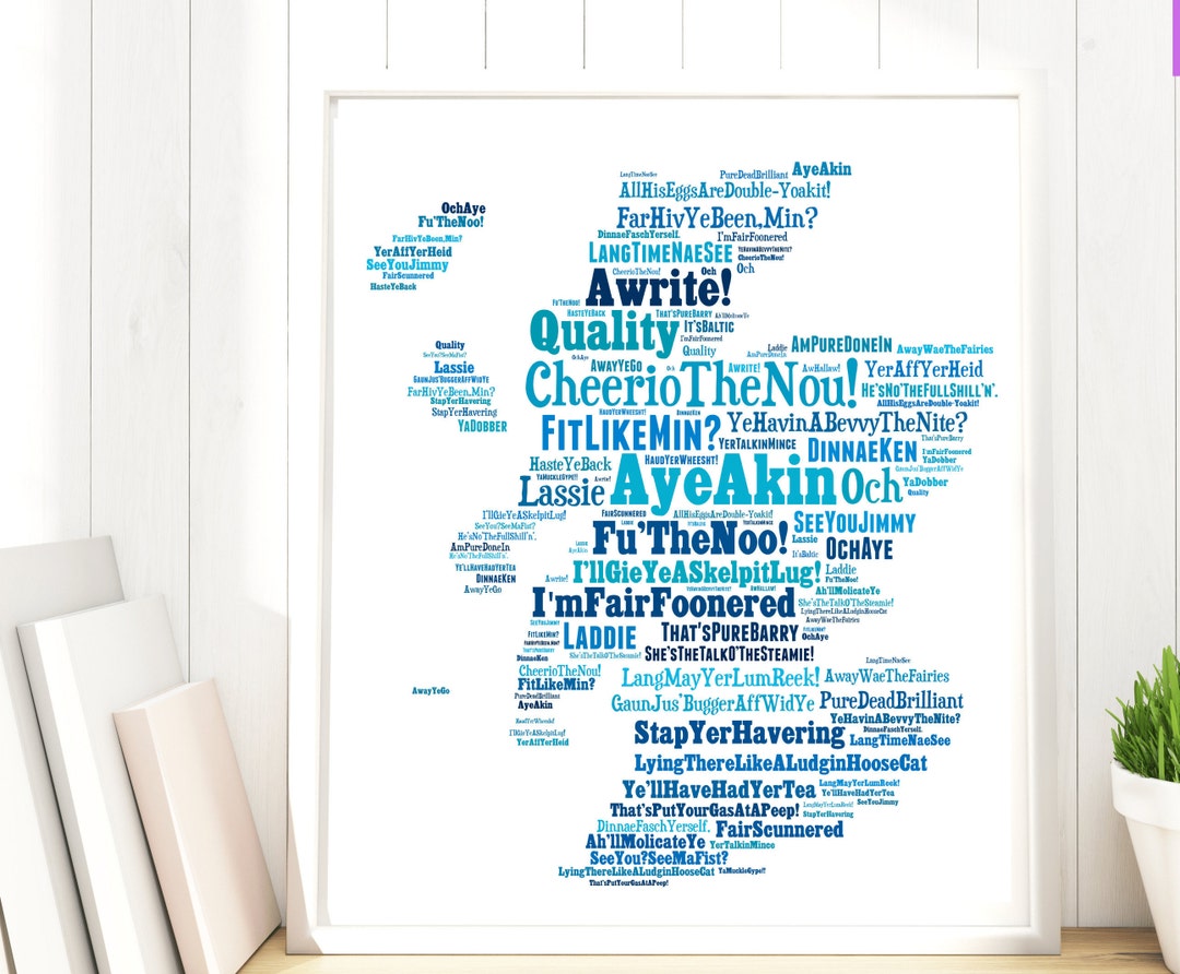 Scottish Slang Map Art Print: Funny Scotland Phrases - Etsy