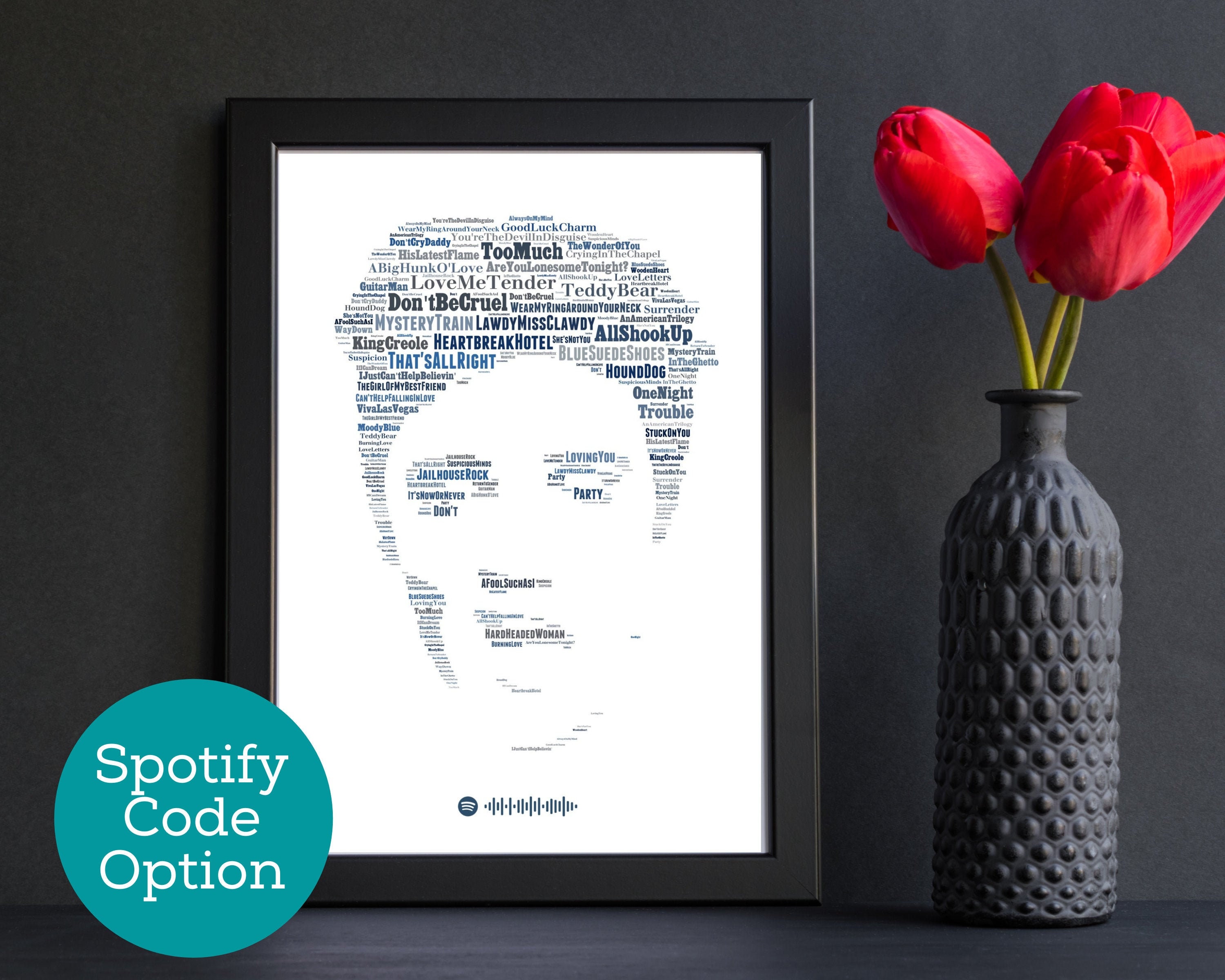 Elvis Word Art Print Typography Spotify Option FREE GIFT the - Etsy UK