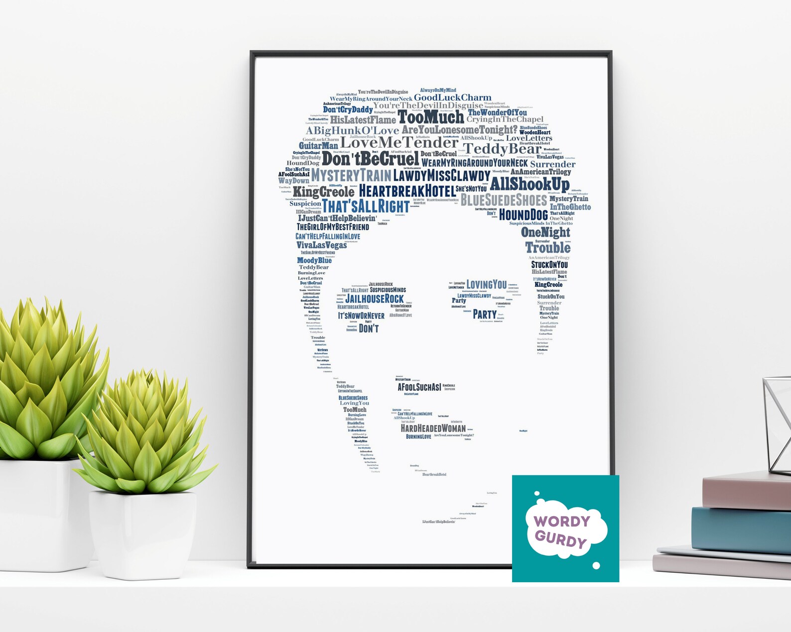 Elvis Presley Word Art Print: Rock N Roll Typography, Spotify Code ...