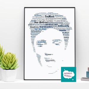 Elvis Presley Word Art Print: Rock N Roll Typography, Spotify Code ...