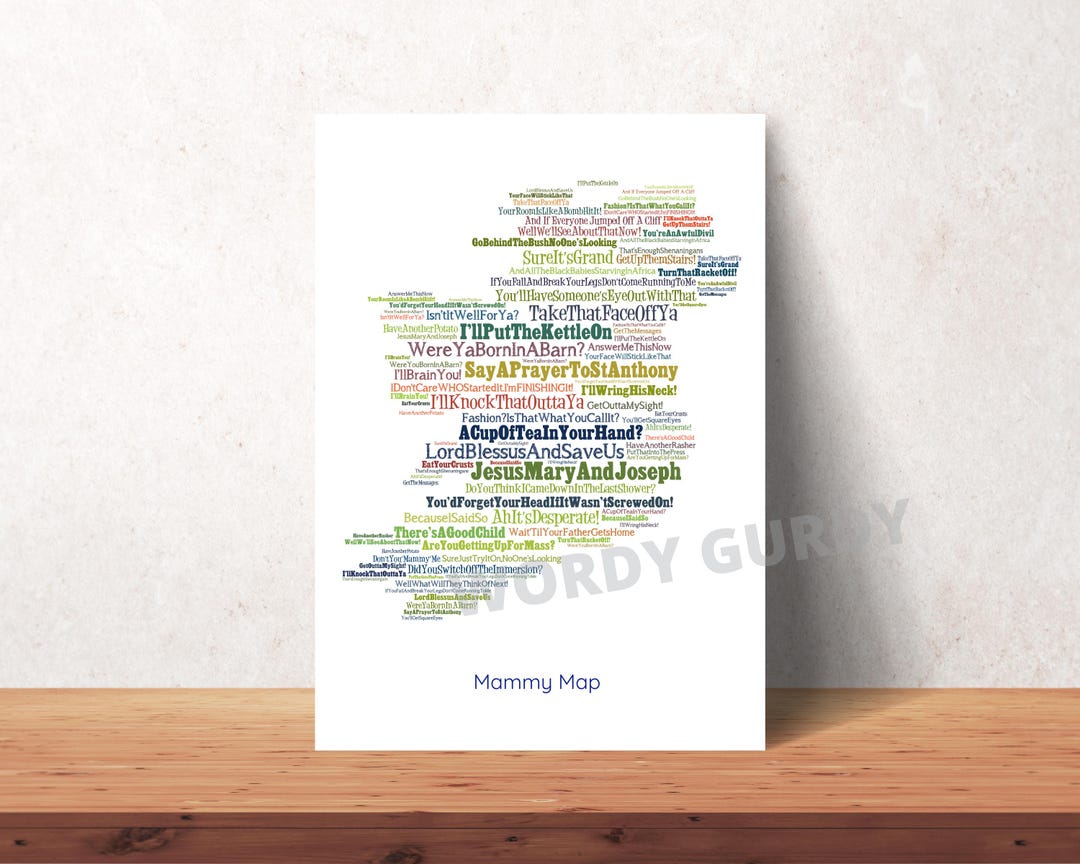 Funny Irish Slang Map Art Print: Gift for Mom, Irish Home Decor - Etsy