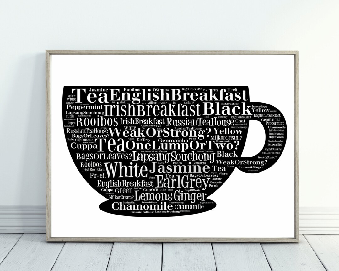 Coffee or Tea Cup Word Art Print: Kitchen Cafe Poster - Etsy