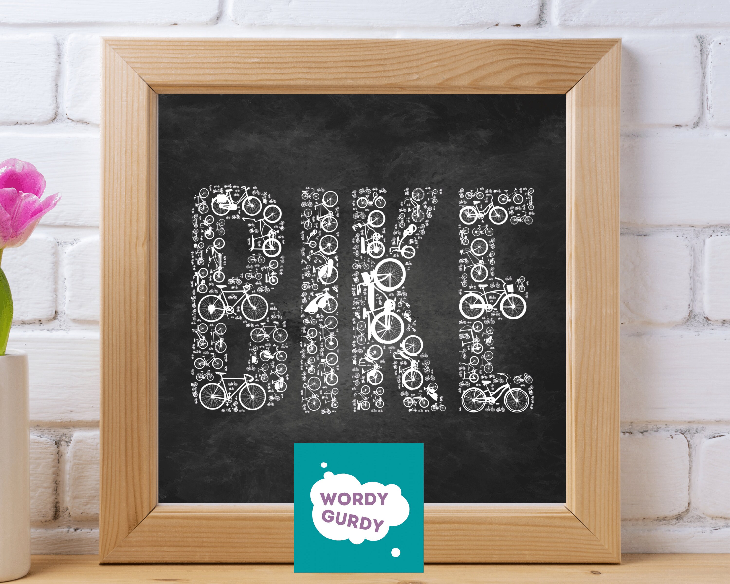 Bike Word Art Typography Cycling Art 2 Versions Motivation - Etsy