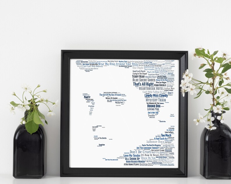 Elvis Presley Word Art Print: Rock N Roll Typography, Spotify Code ...