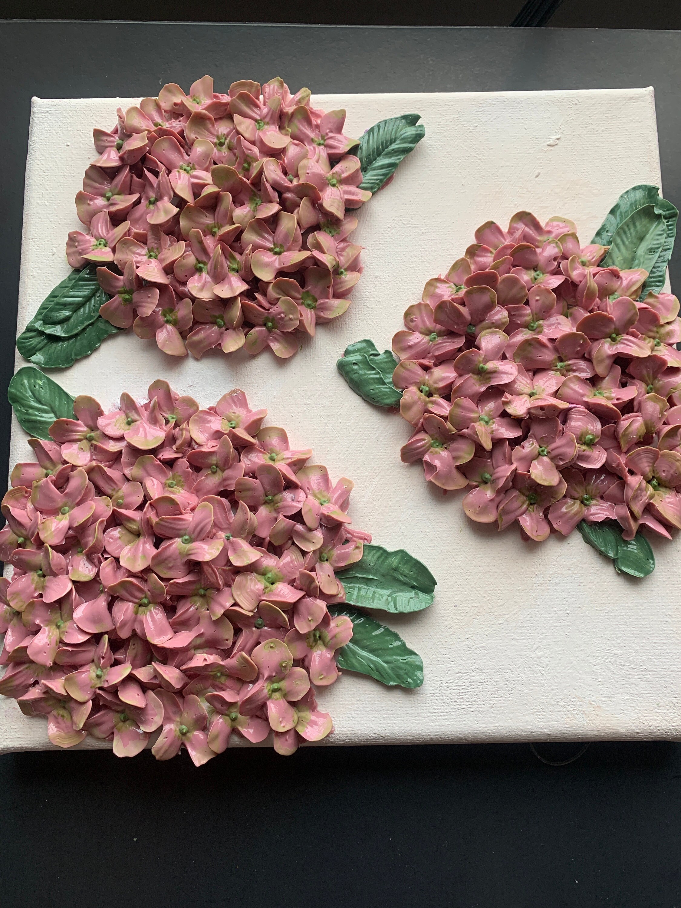 3d Flower Painting Original Floral Art Hydrangeas Sculpture Flowers 3d ...
