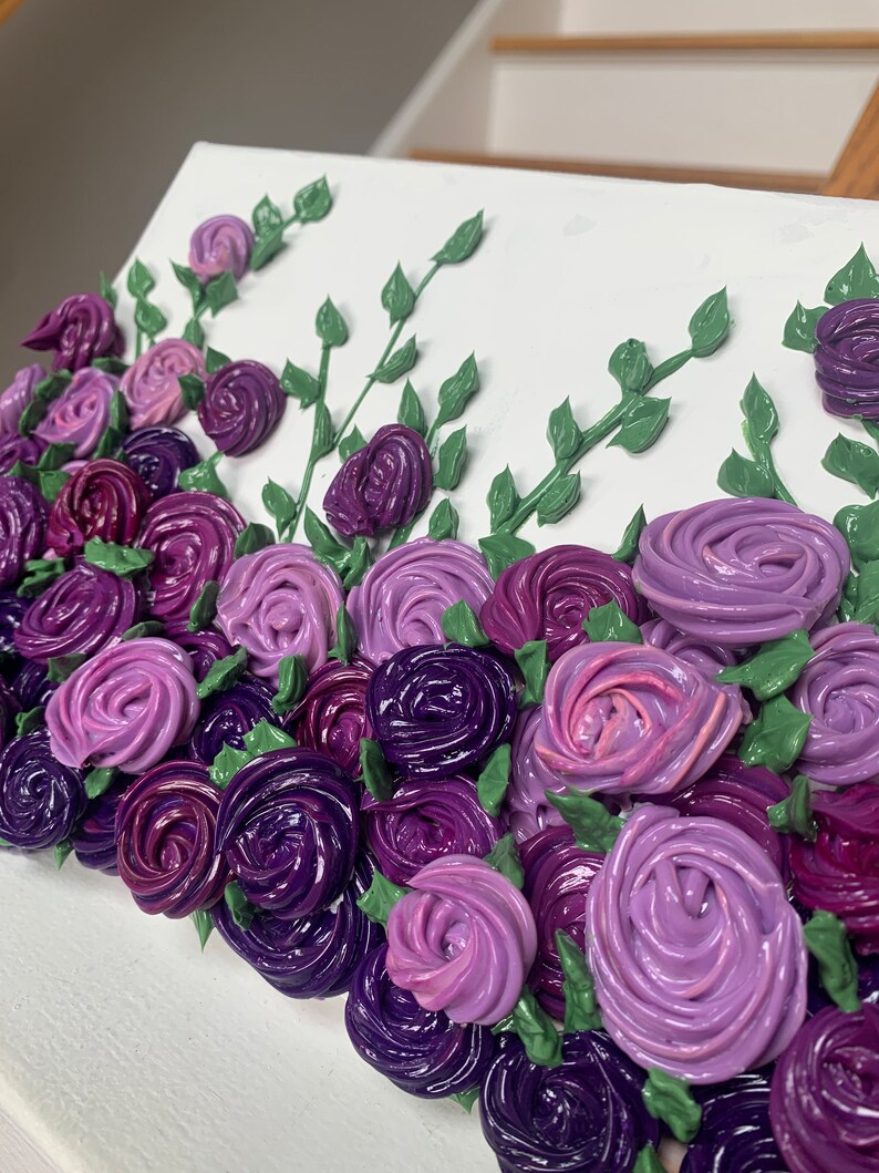 Rose Trellis on Canvas, Rose Painting Flower Painting Art 3d Flowers ...