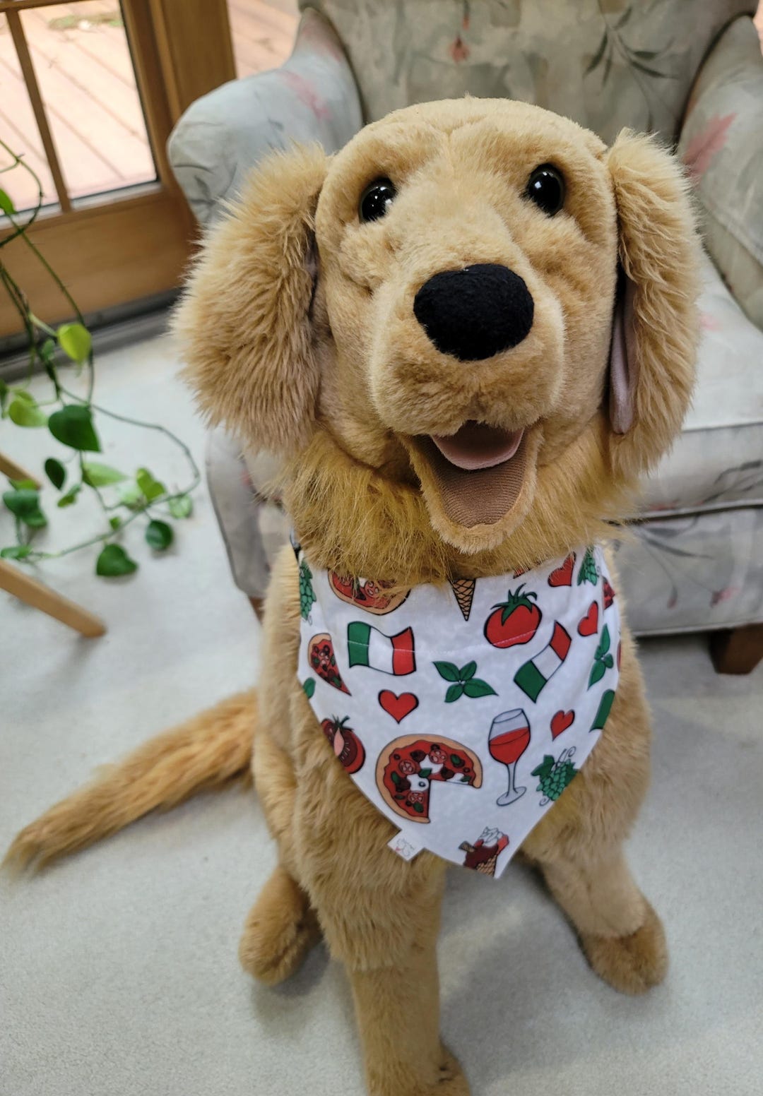 Italian Food Dog Bandana: Large Scale Pizza, Wine, Flags - Over the ...