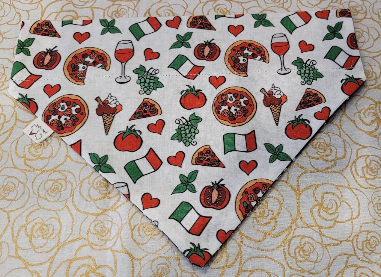 ITALIAN Foods DOG BANDANA Flags Pizza Wine Grapes Hearts Italy - Etsy