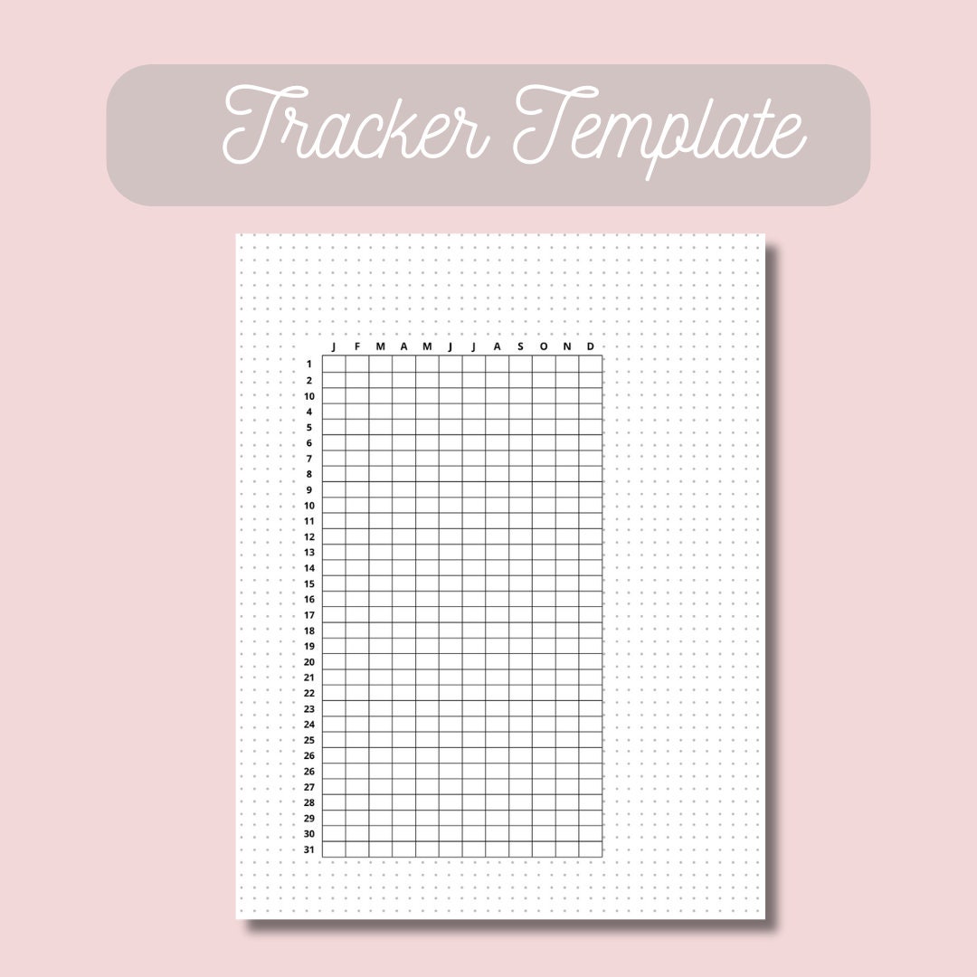 Printable Yearly Tracker Template for Bullet Journal , Printable ...