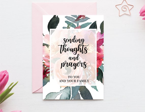 Sending Thoughts and Prayers Printable Card Sympathy Card | Etsy
