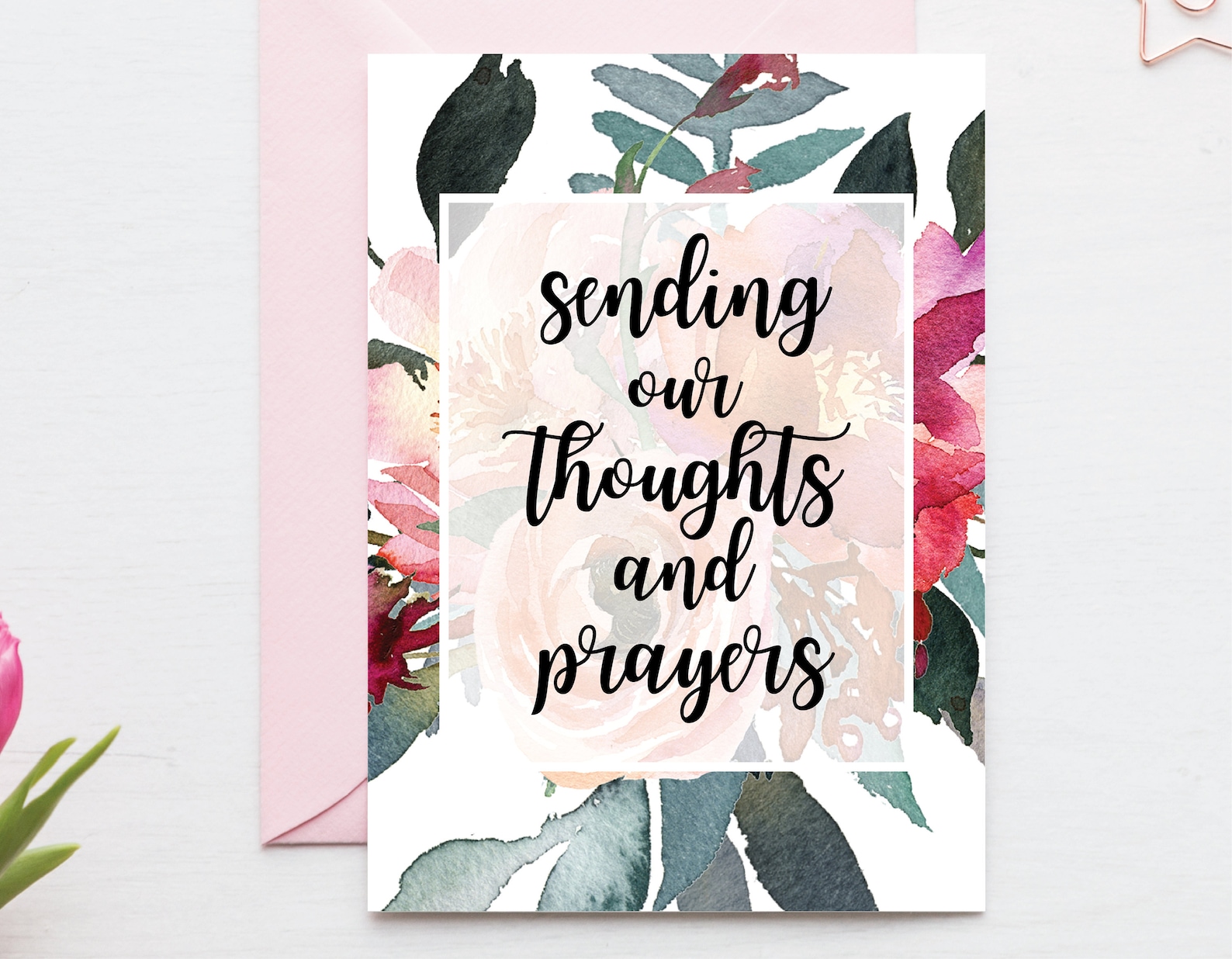 Sending Our Thoughts and Prayers Card Printable Sympathy Card Printable ...