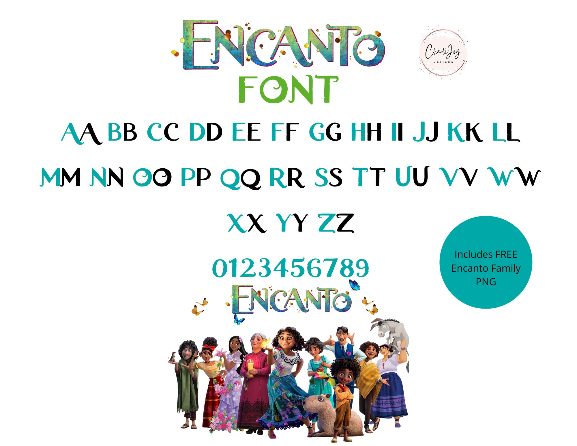 Encanto Font OTF Instant Digital Download Letters Numbers - Etsy UK