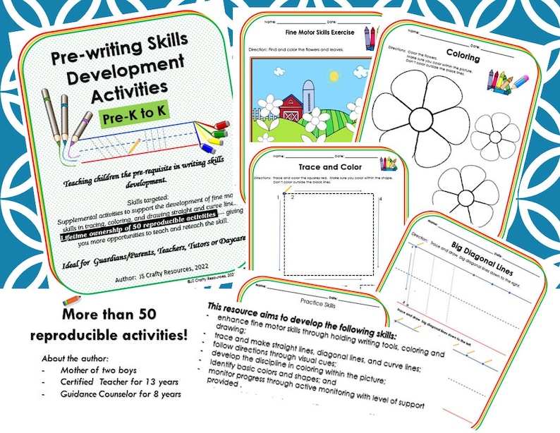 Writing Skills Development Activities Pre-k to K - Etsy