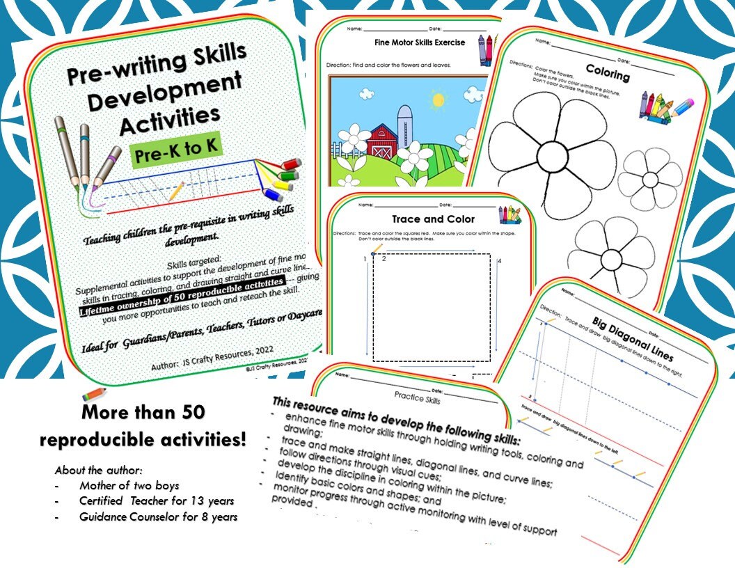 Writing Skills Development Activities Pre-k to K - Etsy