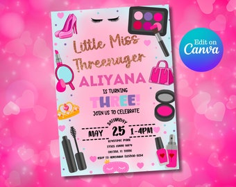 Retro Little Miss Threenager Birthday Invitation,threenager Birthday ...