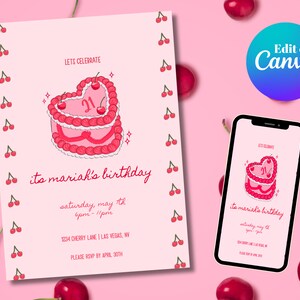 Birthday Cake Invitation TEMPLATE - Etsy