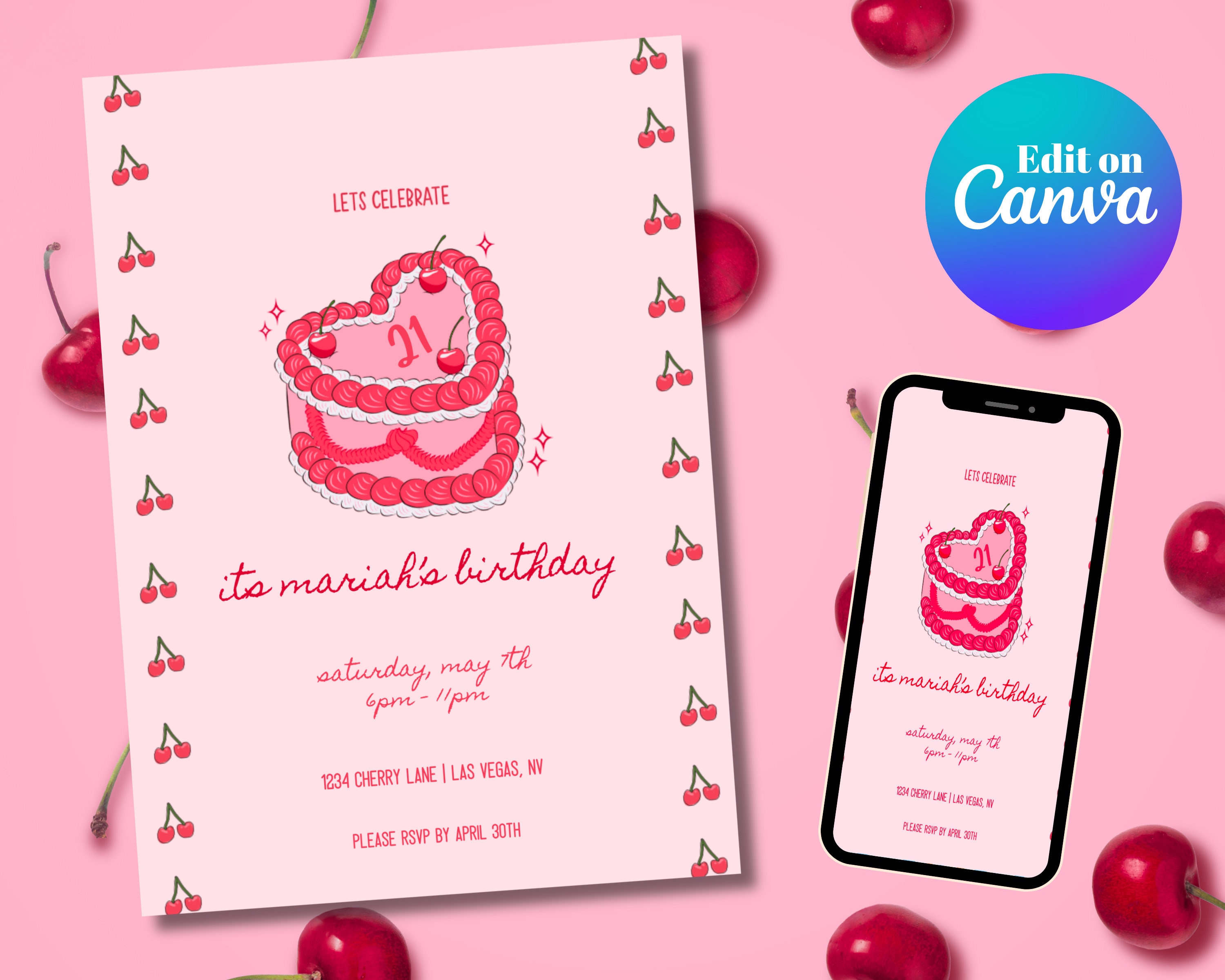 Birthday Cake Invitation TEMPLATE - Etsy