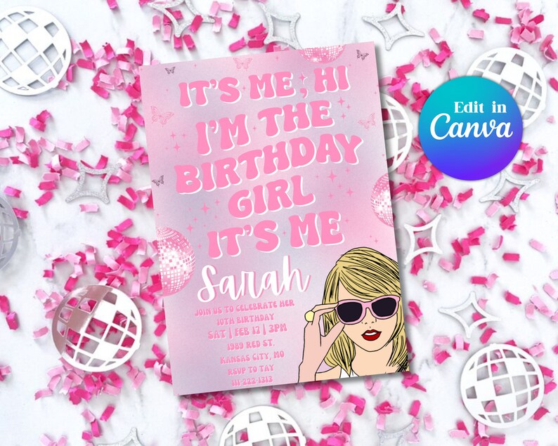 Taylor Swift Birthday Invitation TEMPLATE - Etsy