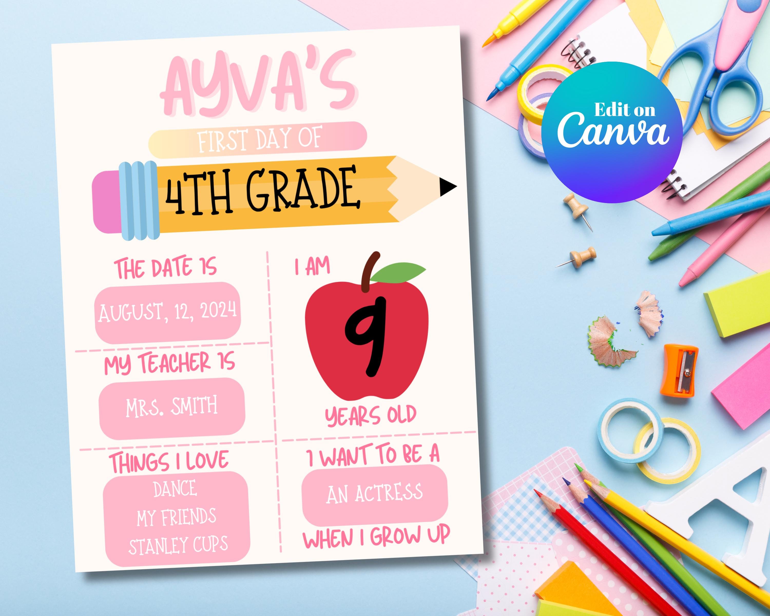 First Day of School Sign TEMPLATE, Back to School Sign TEMPLATE - Etsy