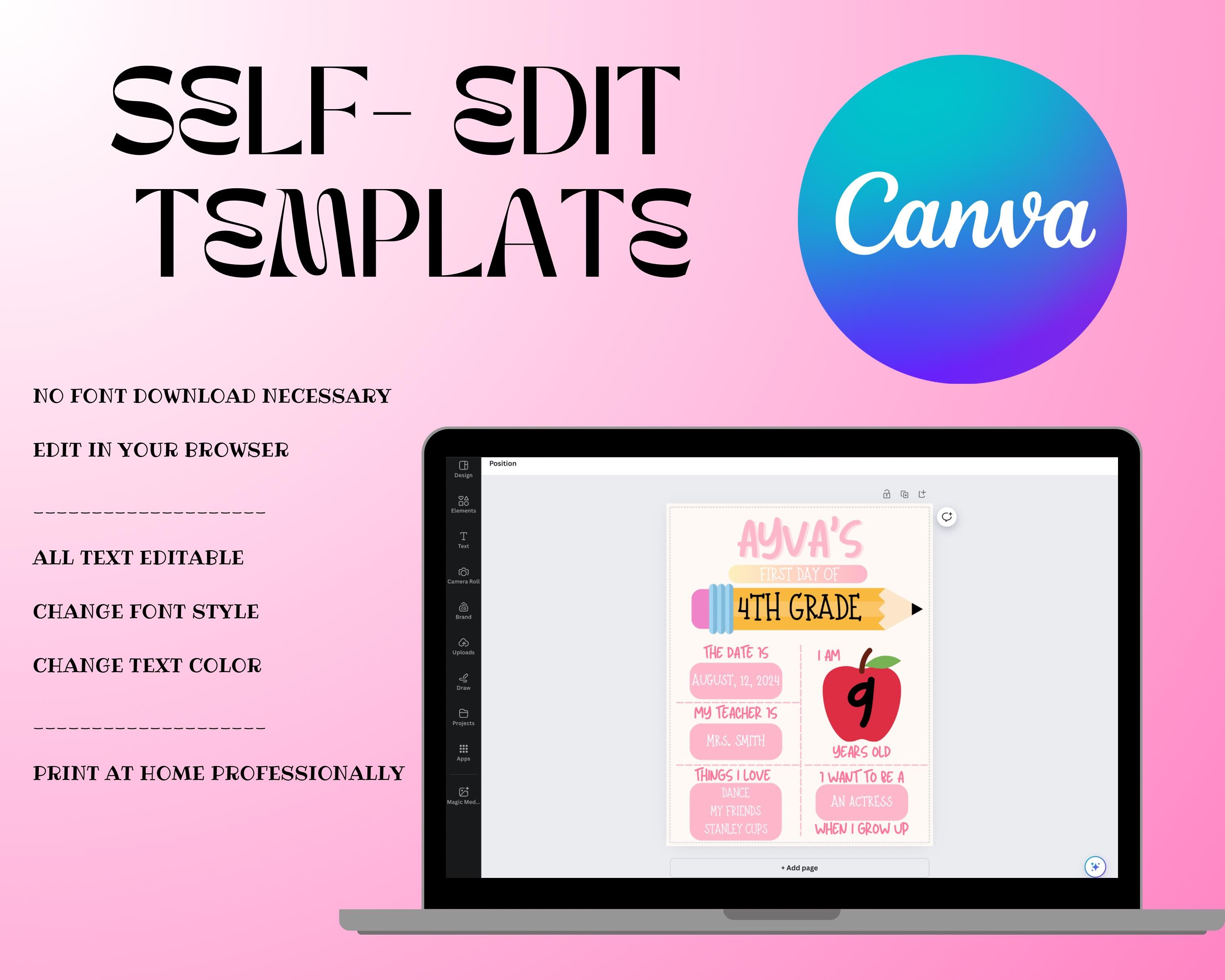 First Day of School Sign TEMPLATE, Back to School Sign TEMPLATE - Etsy