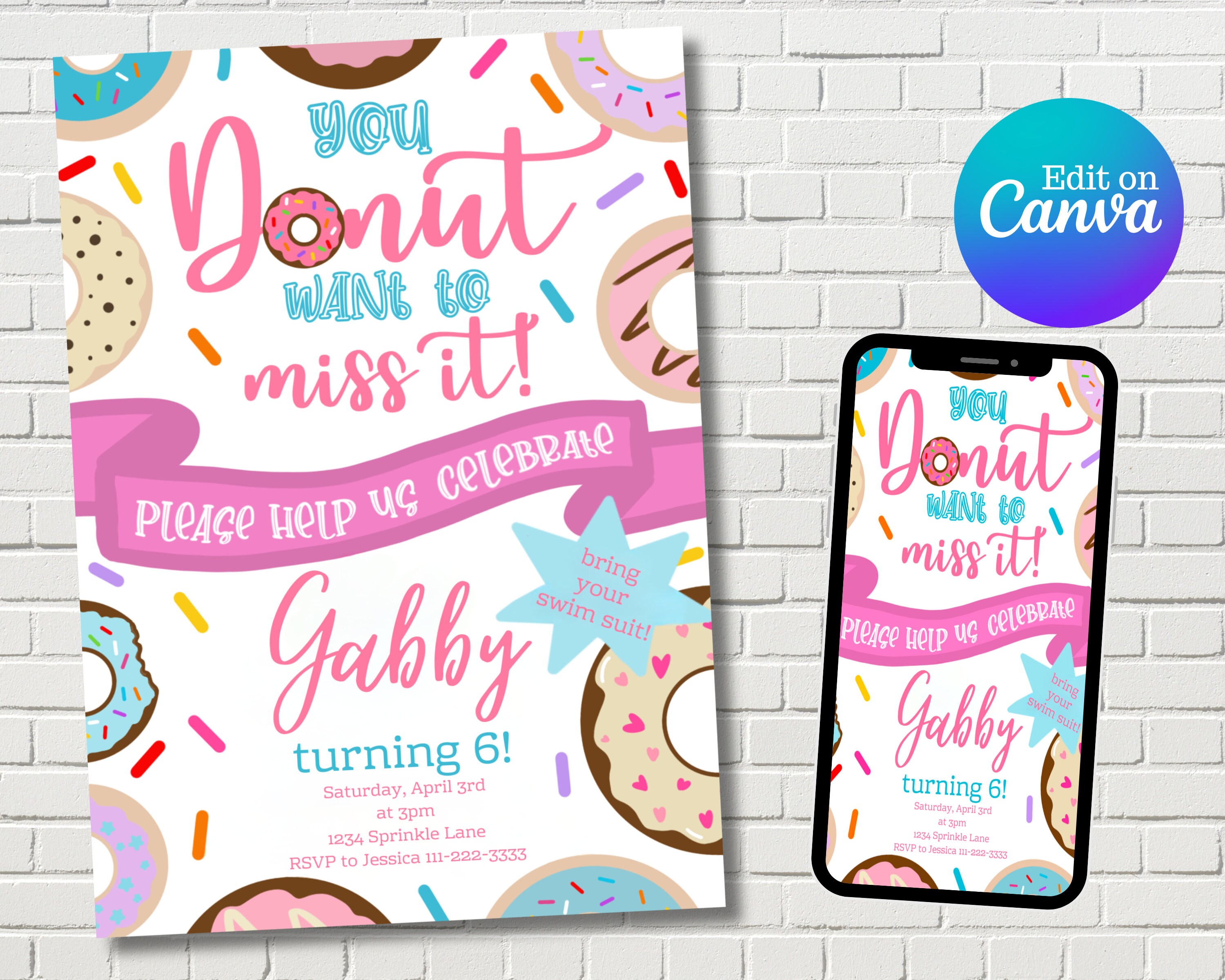 Donut Birthday Invitation TEMPLATE - Etsy