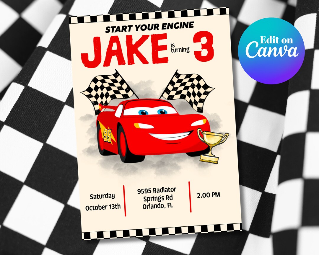 Cars Birthday Invitation TEMPLATE - Etsy