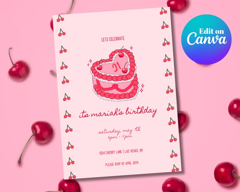 Birthday Cake Invitation TEMPLATE - Etsy