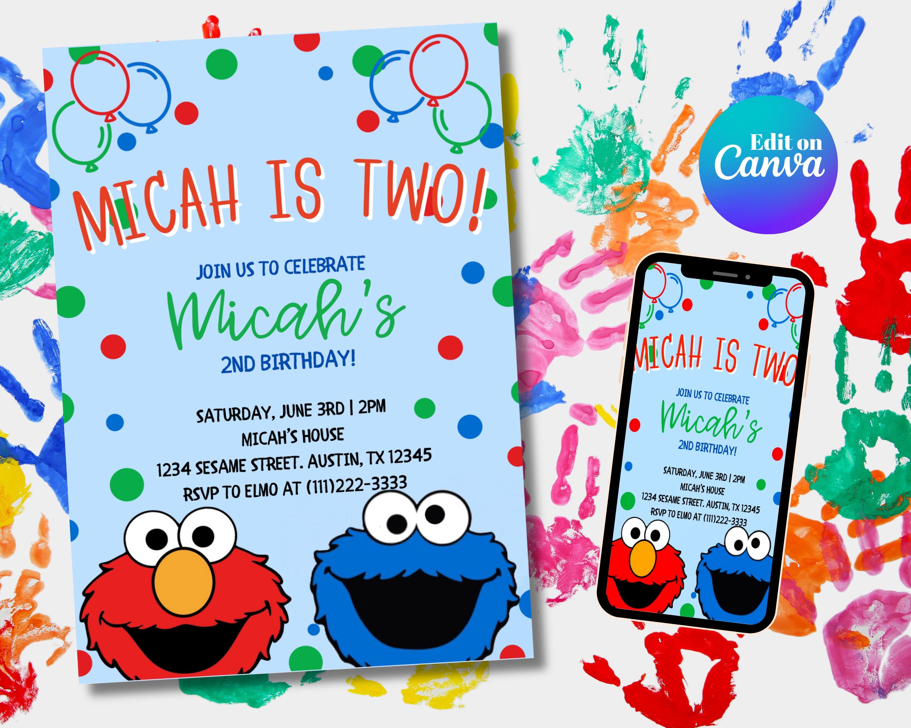 Elmo Birthday Invitation Elmo and Cookie Monster Invitation - Etsy