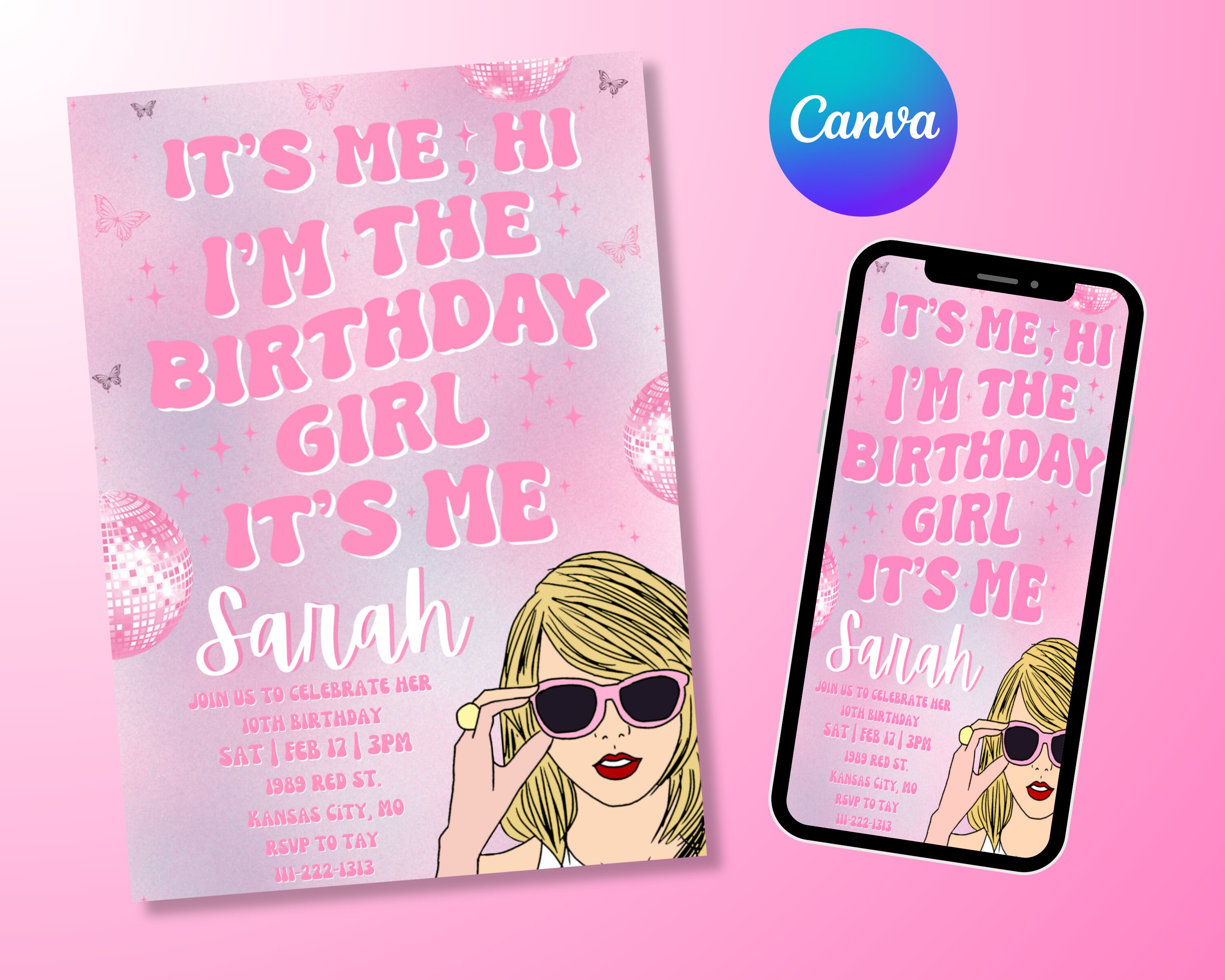 Taylor Swift Birthday Invitation TEMPLATE - Etsy