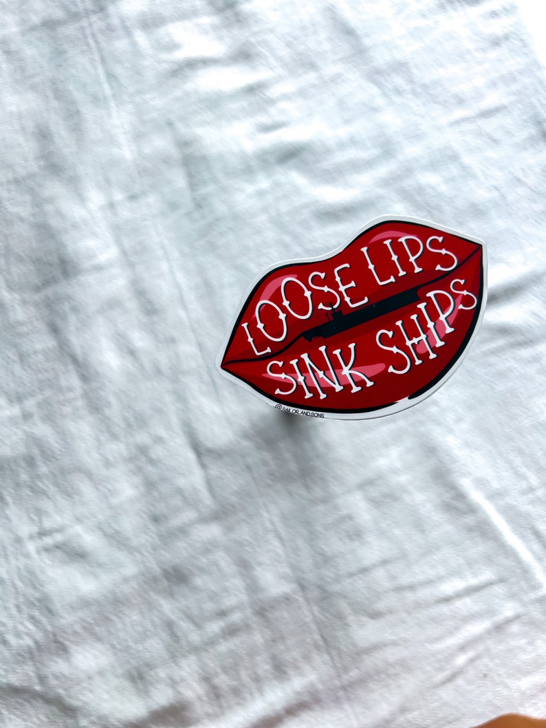 Loose Lips Sink Ships Lips Tattoo Nautical Sticker Anchor - Etsy