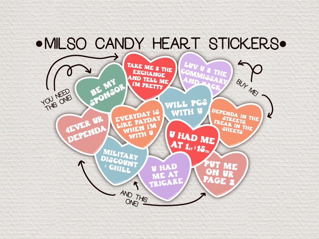 Milso Candy Heart Stickers, Dependa Sticker, Military Wife Gift - Etsy