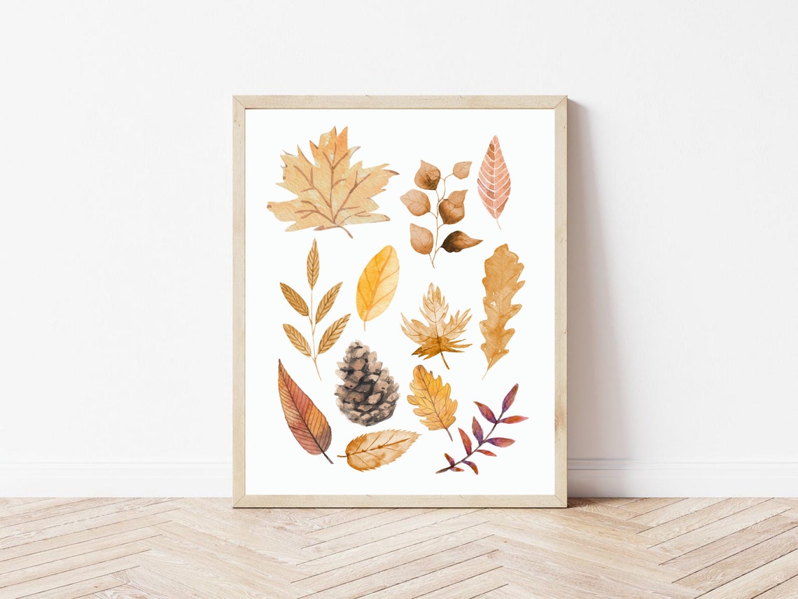Printable autumn wall art leaves Maple leaf wall art fall | Etsy