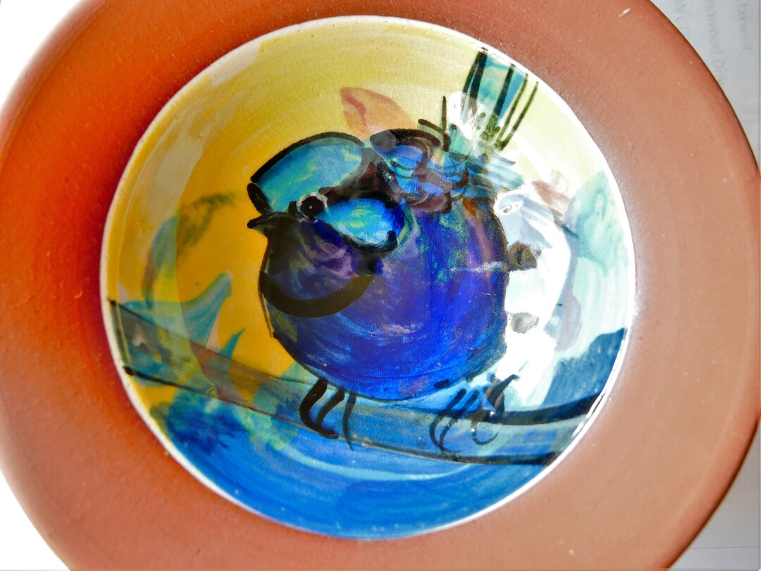 Vintage WENDY BINKS, artista australiana, cuenco temprano con un pájaro ...