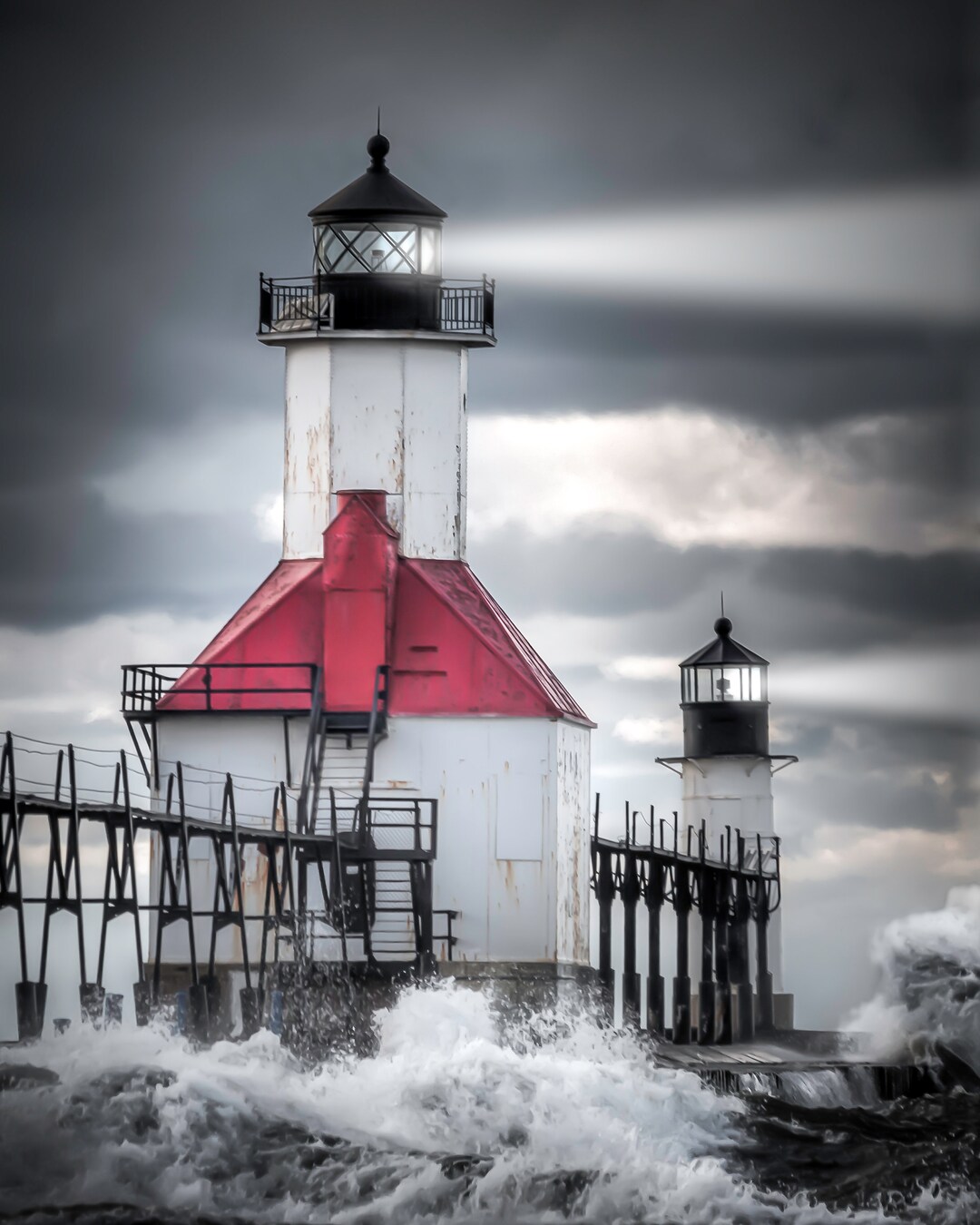 St Joe Lighthouse 2 Metal Print Fine Art Lake Michigan - Etsy